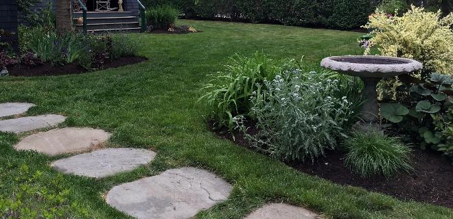 Flagstone Patio With Grass